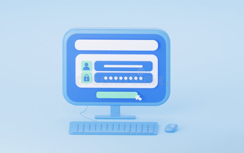 Account Login And Password On Computer User Input 3d Rendering Stock