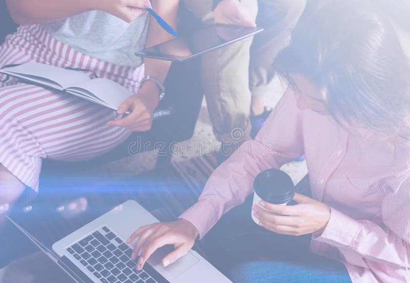 Account Managers on Work Process.Young Business Woman Working at Office ...