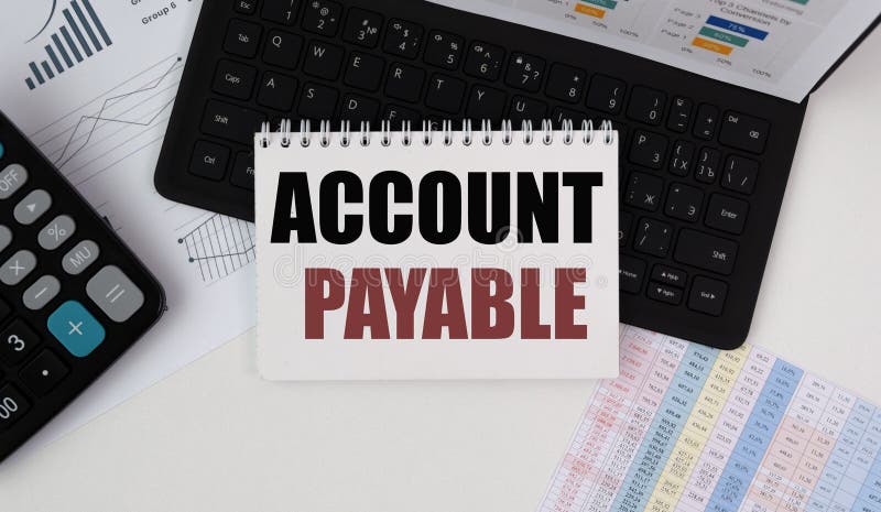 ACCOUNT PAYABLE Text on a Notebook with Chart and Calculator Stock ...