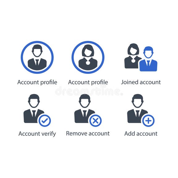 Account Profile, Profile, Joined Account, Verify, Remove, Add, Icon ...