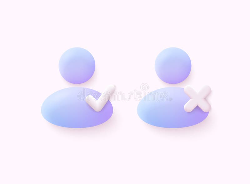 Account Profile Vector Icon Personal Online. White Correct and Cross ...