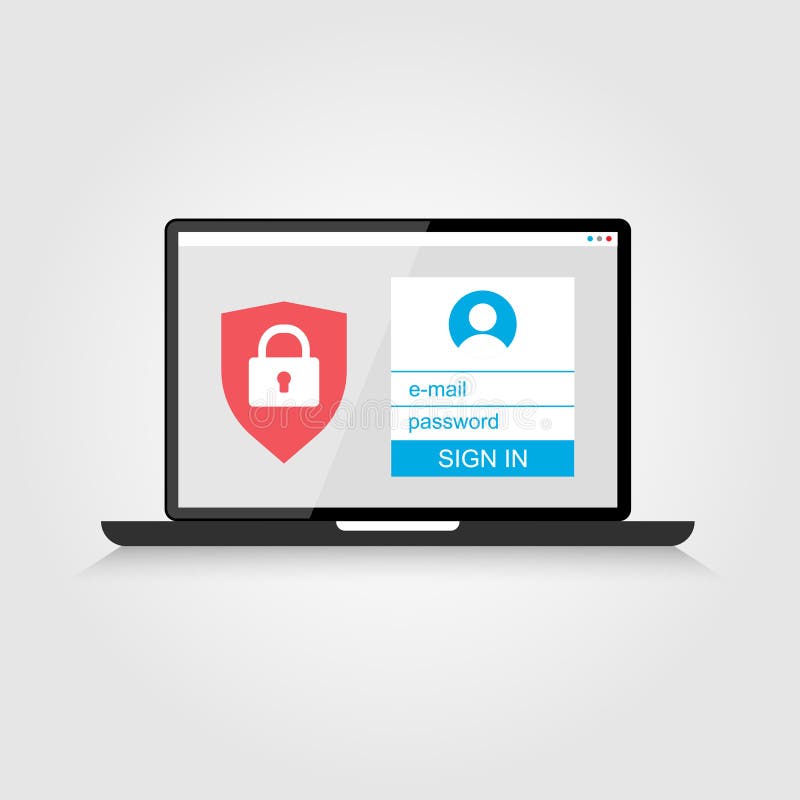 Account Protection on Laptop Screen Concept. Security Authentication To ...