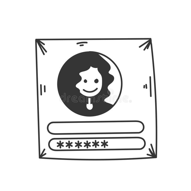 Account Usename Password in Doodle Cartoon Style Stock Vector ...