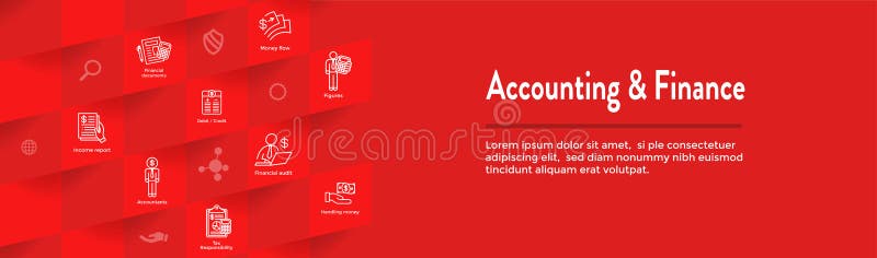 Accountant or Accounting Icon Set & Web Header Banner Stock Vector ...