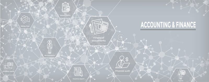 Accountant or Accounting Icon Set & Web Header Banner Stock Vector ...