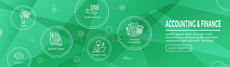 Accountant or Accounting Icon Set & Web Header Banner Stock Vector ...