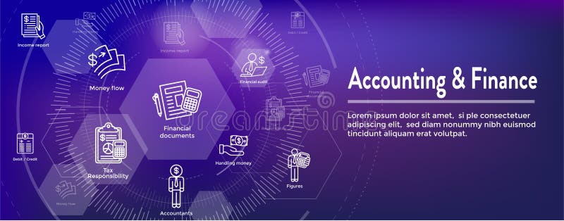 Accountant or Accounting Icon Set & Web Header Banner Stock Vector ...