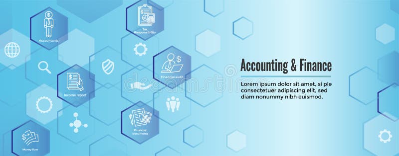 Accountant or Accounting Icon Set & Web Header Banner Stock Vector ...