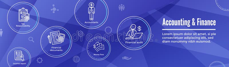 Accountant or Accounting Icon Set & Web Header Banner Stock Vector ...