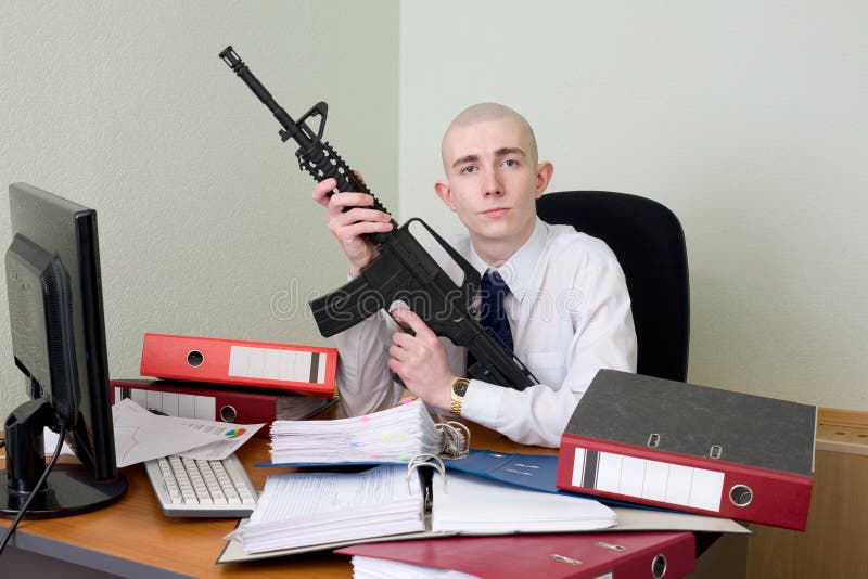 Accountant Armed with a Rifle Stock Image - Image of black, barrel: 8595195