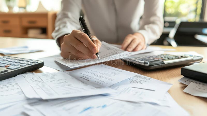 Accountant Auditing Office Documents Stock Illustration - Illustration ...