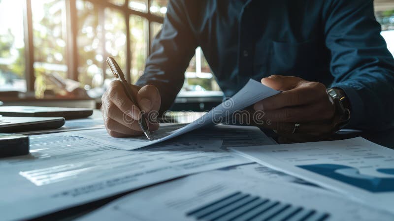 Accountant Auditing Office Documents Stock Illustration - Illustration ...