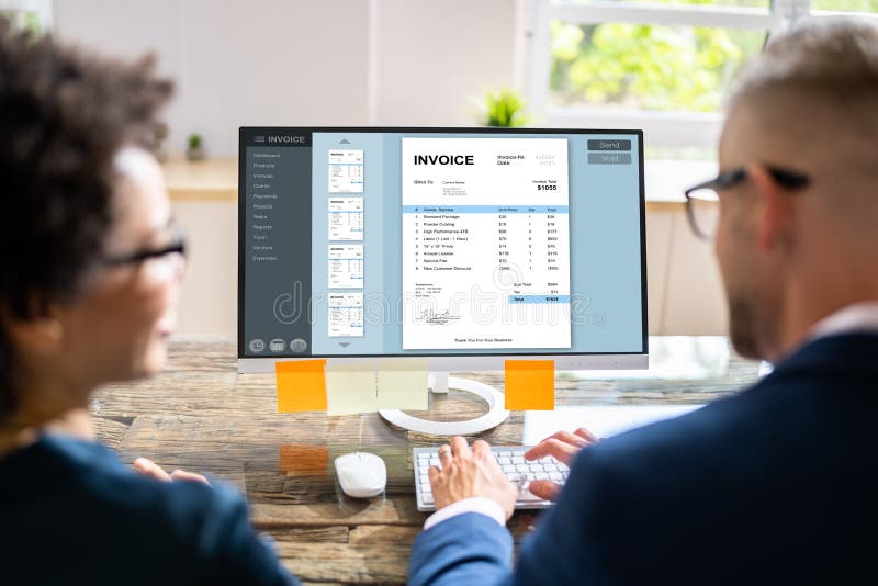 Accountant Checking Business Invoice or Bill Stock Photo - Image of ...