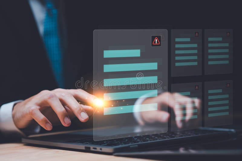 Accountant Checking Steps through Virtual Online Document with List of ...
