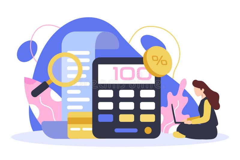 Accountant Doing Financial Calculations on Laptop. Protection and ...