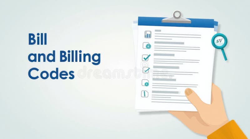 Accountant Holding Clipboard Reviewing Bill and Billing Codes Stock ...