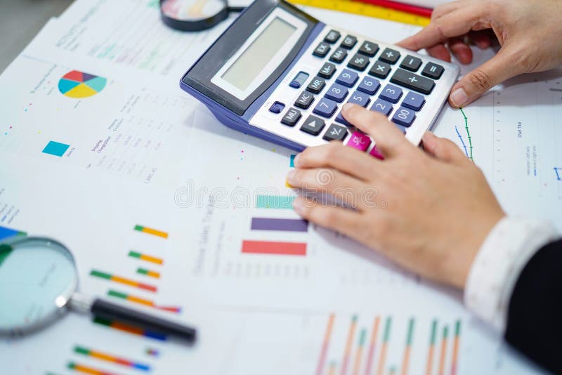 Accountant Press Calculator and Working Project Accounting with Graph ...