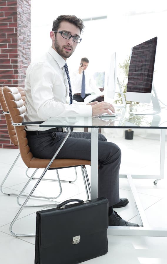 Accountant Sitting Behind a Desk Stock Photo - Image of lifestyle ...