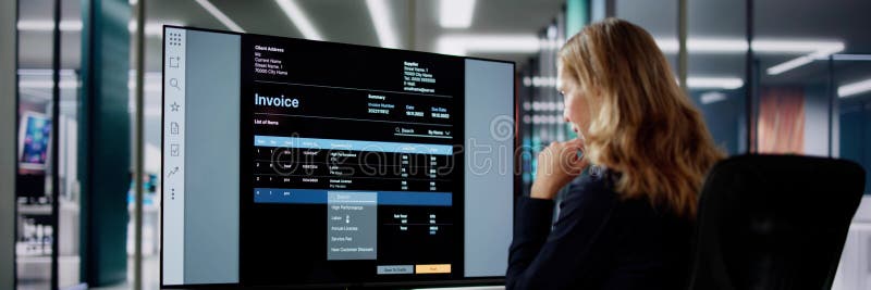 Accountant Using Computer Software To Create Invoice Stock Image ...