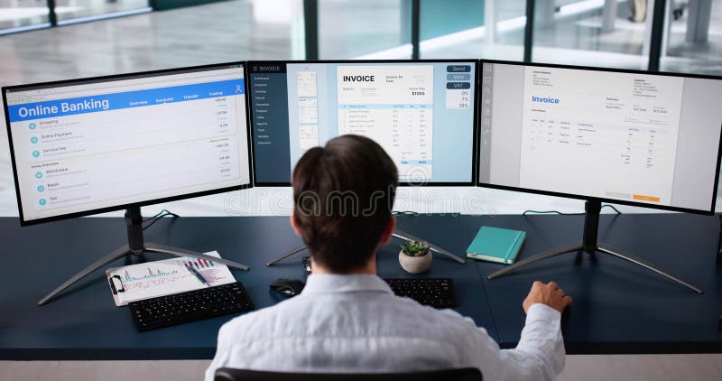 208 Accountant Using E Invoice Software Computer Stock Photos - Free ...