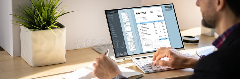Accountant Using Online E Invoice Software Stock Image - Image of ...