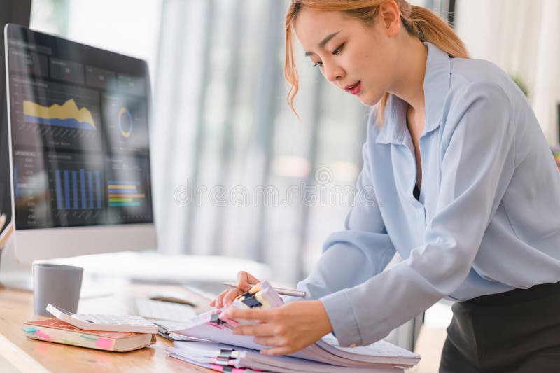 Accountant Working with Computer and Dashboard for Data Business ...