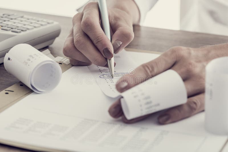 Accountant Working at Her Desk Stock Image - Image of expenses, numbers ...