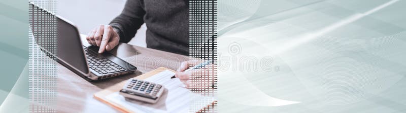 Accountant Working on Laptop; Panoramic Banner Stock Photo - Image of ...