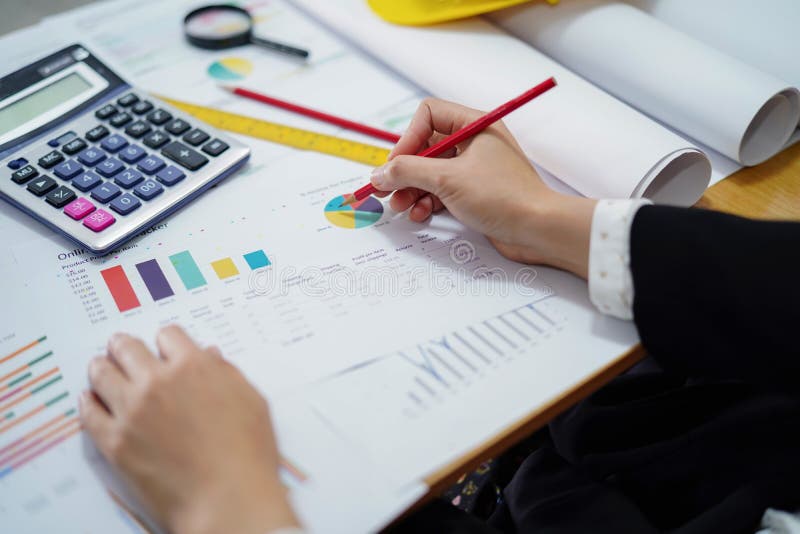 Accountant Working Project Accounting with Graph Stock Image - Image of ...