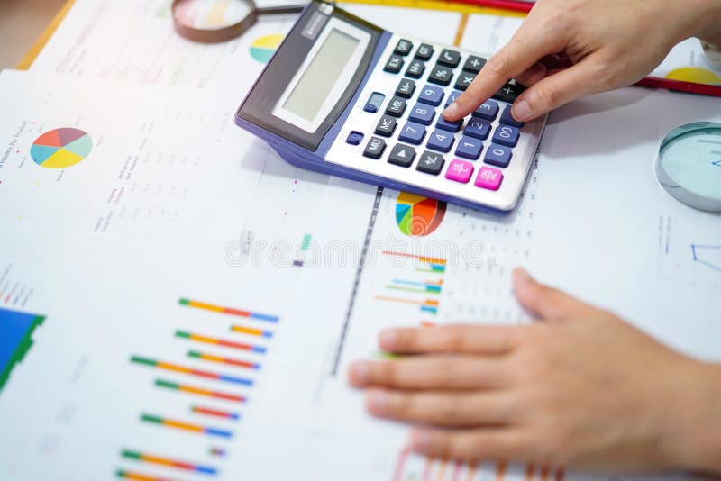 Accountant Working Project Accounting with Graph in Office. Stock Image ...