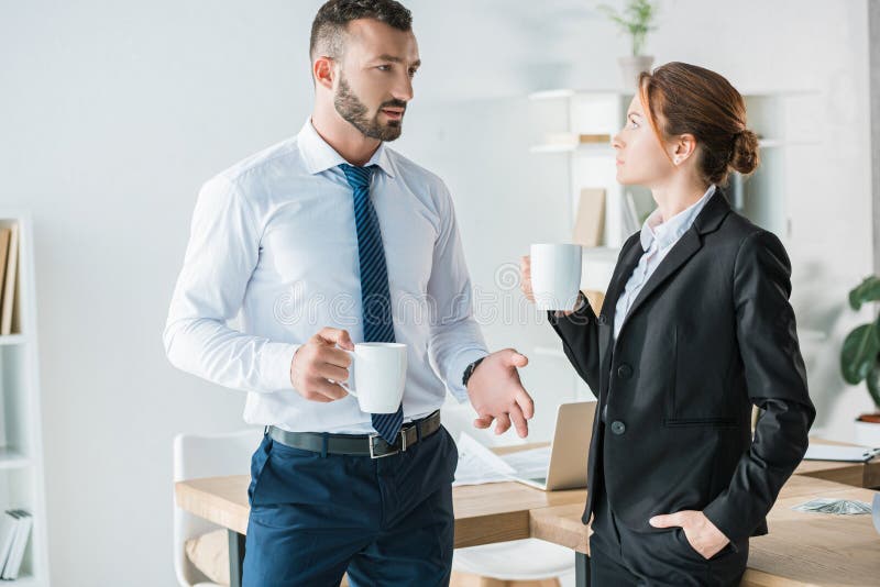 Accountants Talking In Office During Stock Image - Image of handsome ...