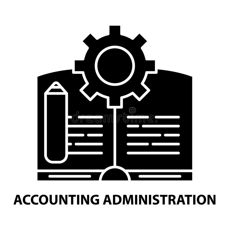 Accounting Administration Icon, Black Vector Sign with Editable Strokes ...