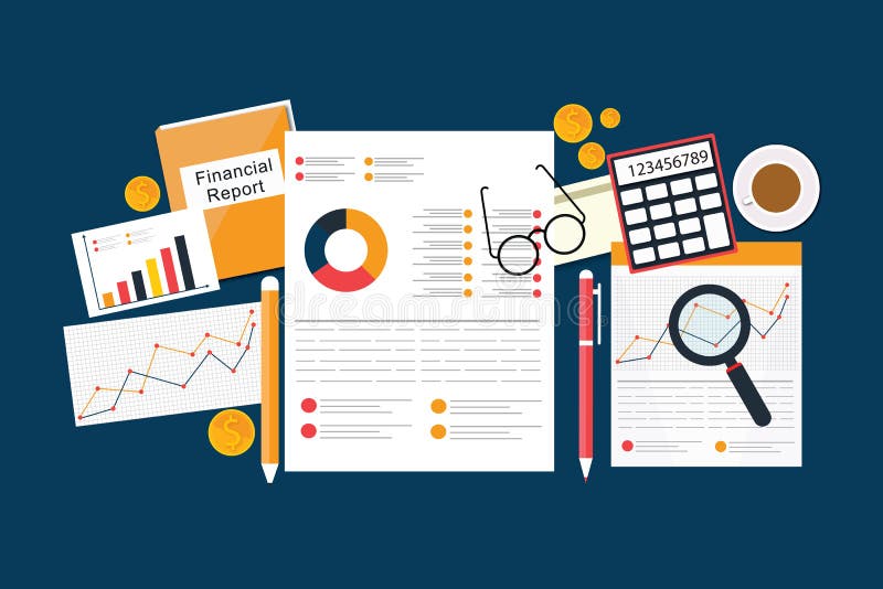Accounting Analysis with Blue Background Stock Illustration ...