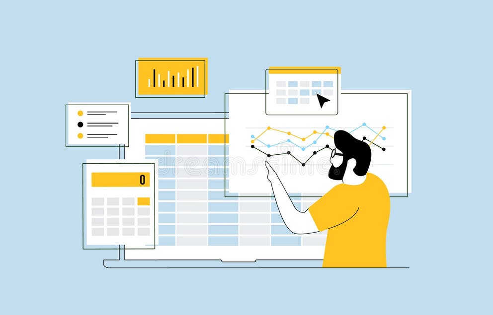 Accounting Audit Illustration Featuring Budget Calculation Tools ...