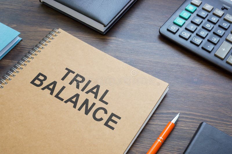 Accounting Book with Trial Balance and Calculator. Stock Photo - Image ...