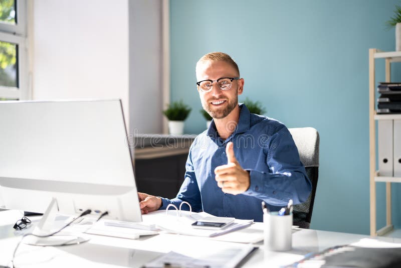 Accounting Bookkeeper Clerk Man. Bank Advisor Stock Photo - Image of ...