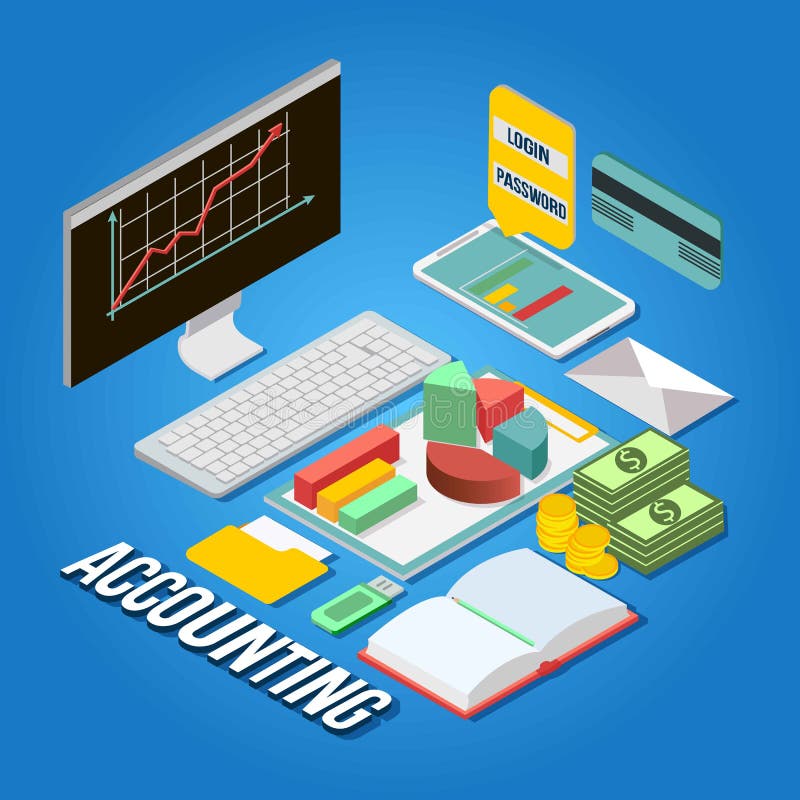 Accounting, Business Concept. Accountant Workspace Elements. Flat ...