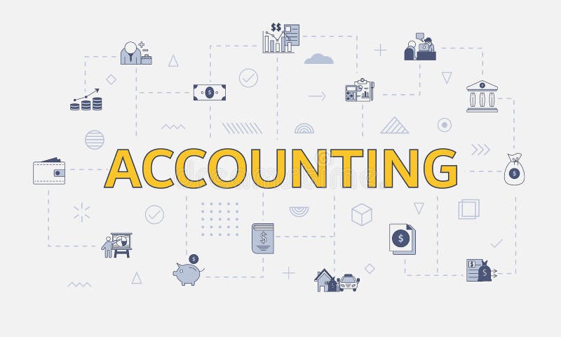 Accounting Concept with Icon Set with Big Word or Text on Center Stock ...