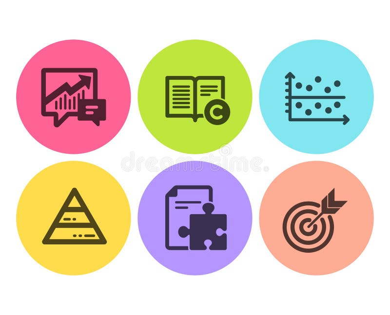 Accounting, Copyright and Pyramid Chart Icons Set. Strategy, Dot Plot ...