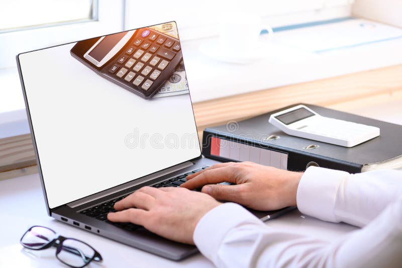 . Accounting Courses. on the Table There is a Computer and a Folder ...