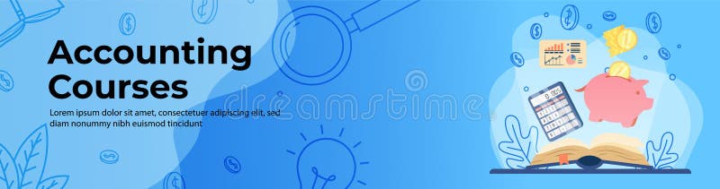Accounting Courses Web Banner Design. E-Learning, Digital Education ...