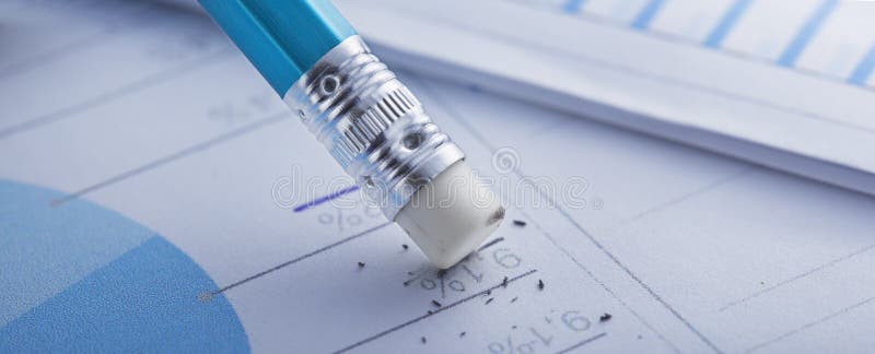 Accounting Document with Eraser Erases Blots in the Document and ...