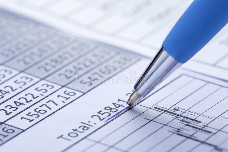 Accounting Document with Pen, Share Listing and Checking Financial ...