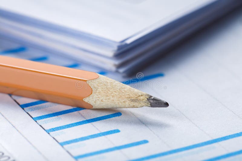 Accounting Document with Pencil, Color Diagram and Checking Financial ...