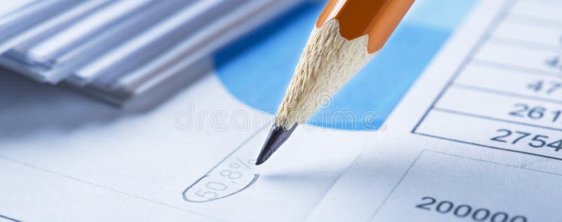 Accounting Document with Pencil and Checking Financial Chart. Concept ...