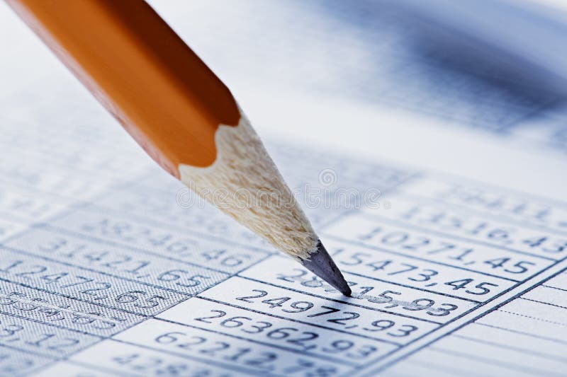 Accounting Document with Pencil, Color Diagram and Checking Financial ... Accounting Document with Pencil, Color Diagram and Checking Financial ...