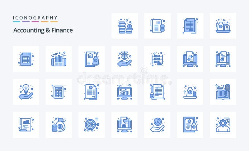 25 Accounting and Finance Blue Icon Pack Stock Vector - Illustration of ...