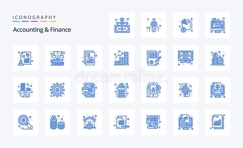 25 Accounting and Finance Blue Icon Pack Stock Vector - Illustration of ...