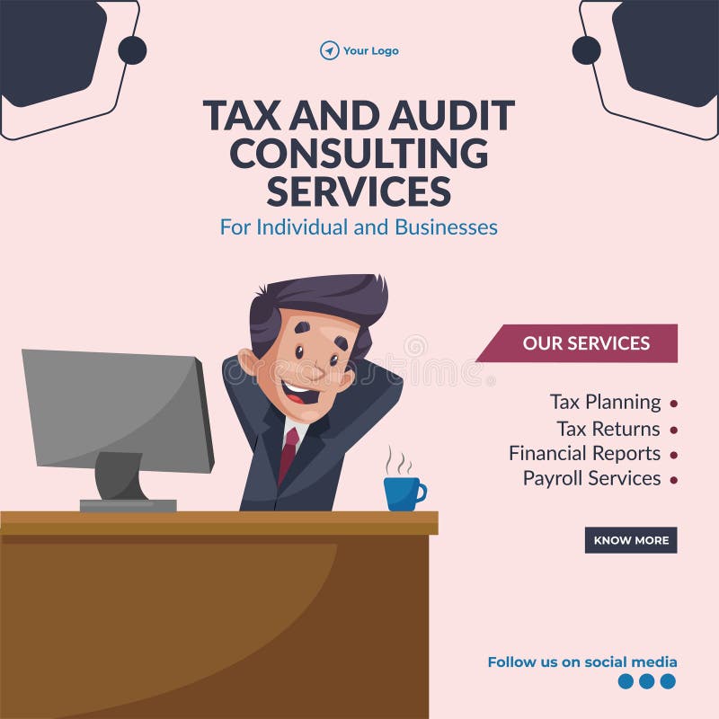 Tax and Audit Consulting Services Cartoon Style Banner Stock Vector ...