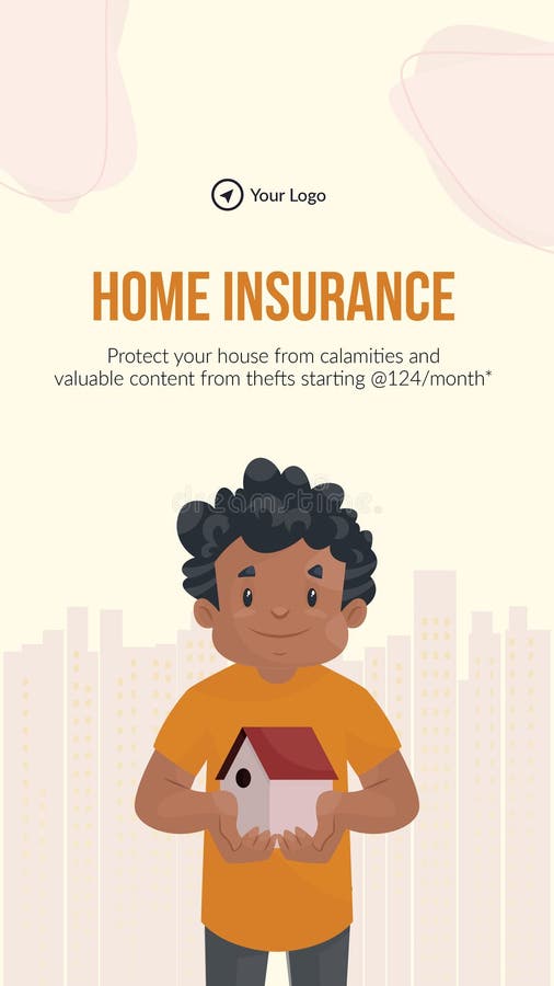 Home Insurance Portrait Template Design Stock Vector - Illustration of ...